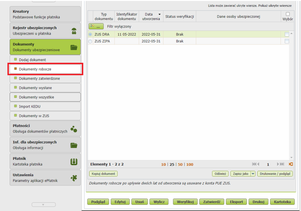 Wysyłka deklaracji do PUE ZUS - opcja Wyślij ręcznie w przeglądarce ...
